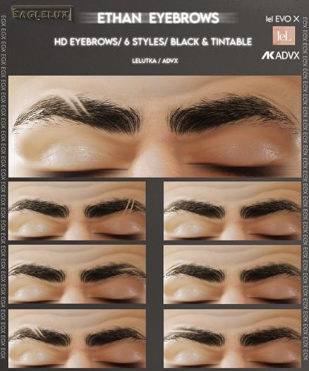 Second Life Marketplace - EGX. HD Ethan Eyebrows DEMO